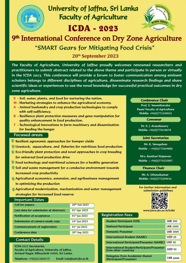 ICDA 2023 – International Conference on Dry Zone Agriculture